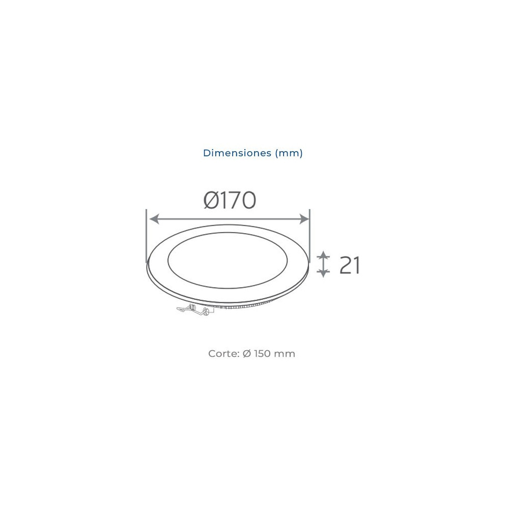 Downlight LED 12W 6000K, diseño extraplano, alta eficiencia