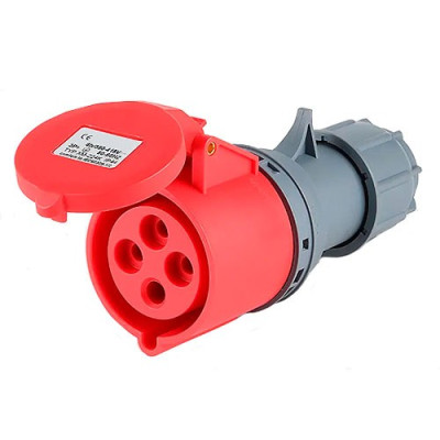 Base Cetac aérea 3P+T 32A roja, IP44, resistente y duradera