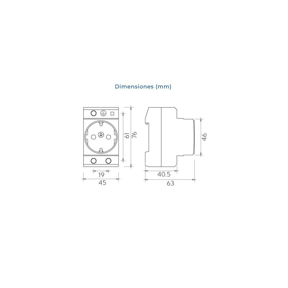 Base de enchufe Schuko 16A | Fácil instalación carril DIN