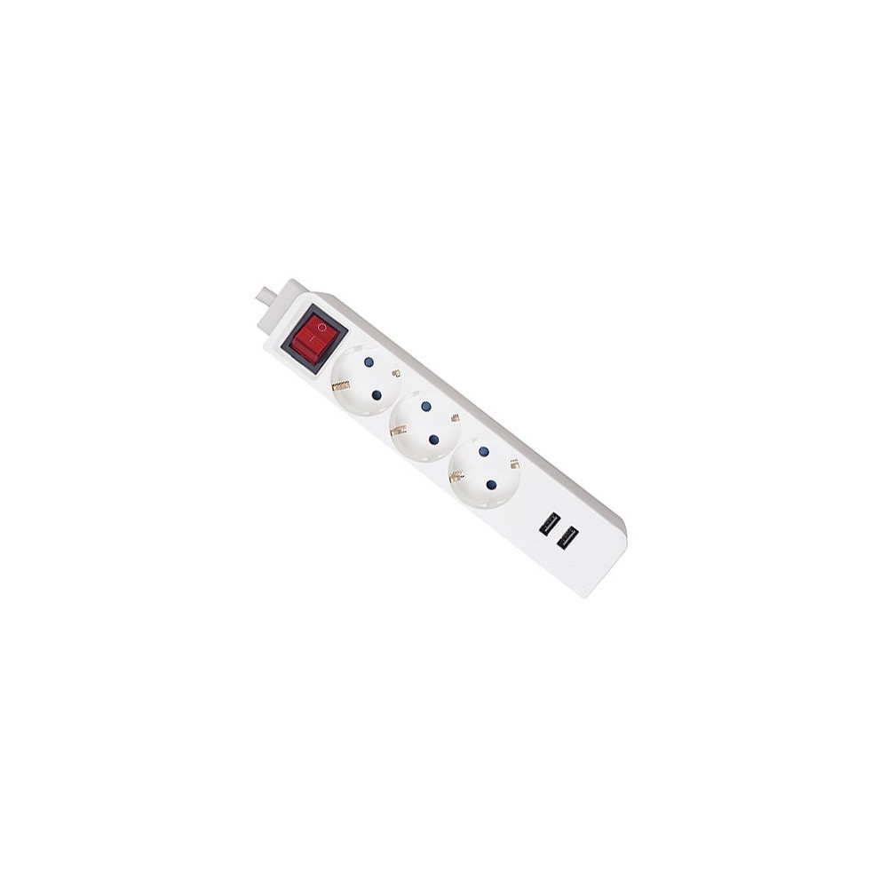 Base múltiple con 3 enchufes + 2 USB y cable de 1,5 m